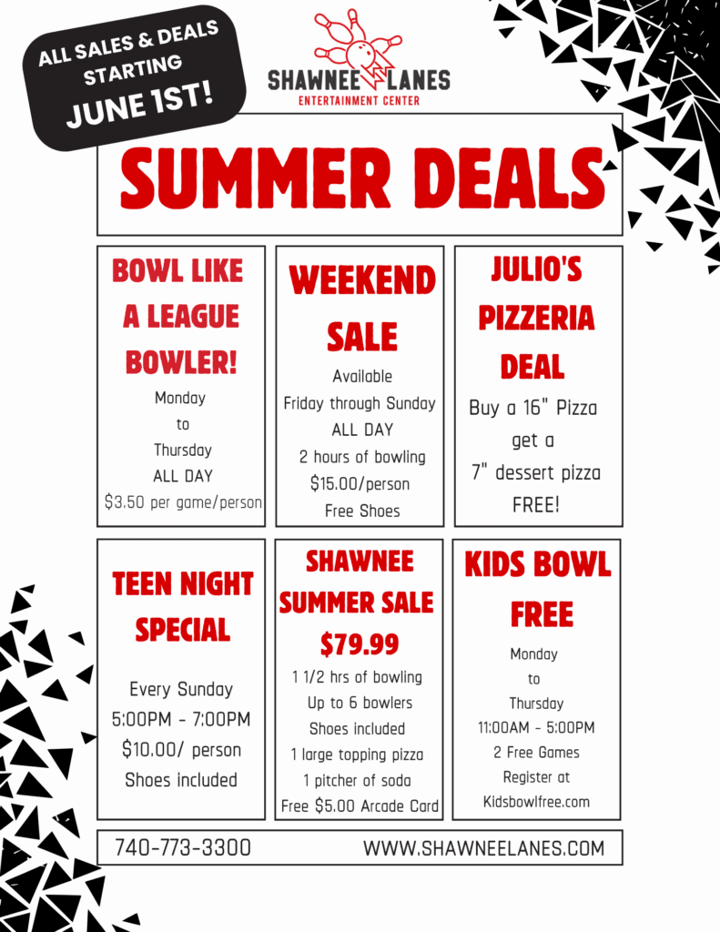 Discounts | Specials | Bowling | Shawnee Lanes | Chillicothe OH
